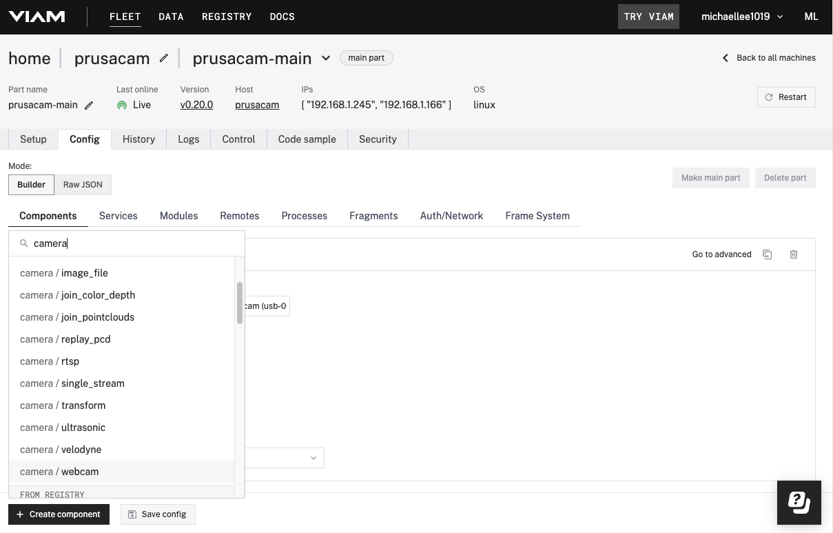 Prusa Connect Camera Server Using Viam : 6 Steps - Instructables