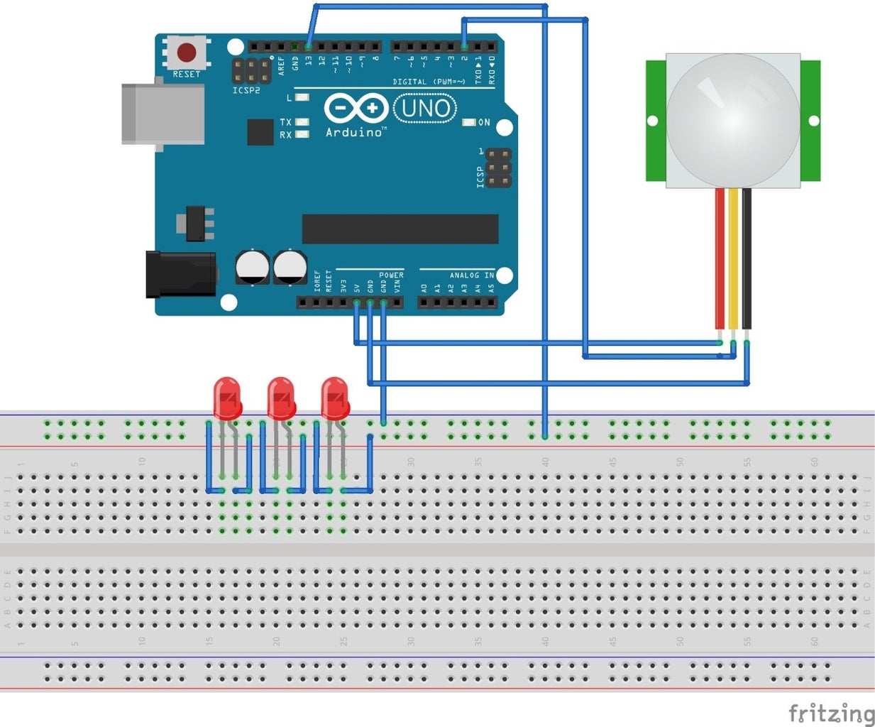 Arduino Motion Detection Simple Project 4 Steps Instructables
