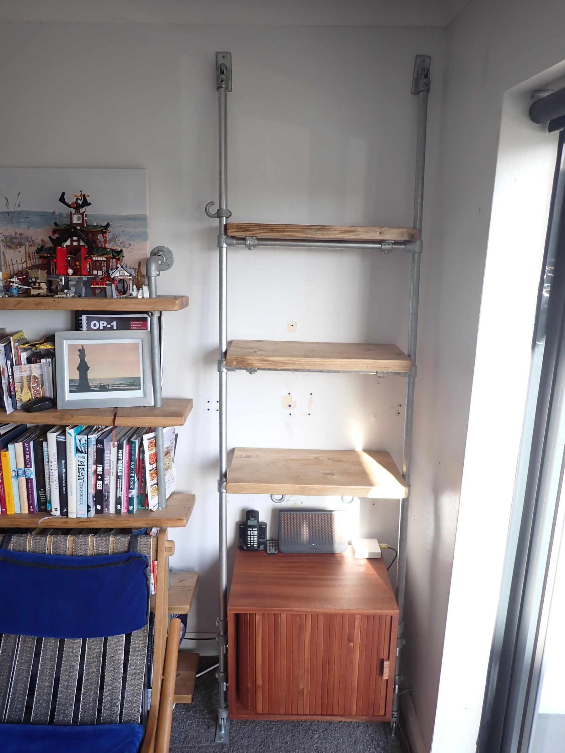 Scaffolding Ladder Bookshelf With Tambour Door Cupboard Designed in ...