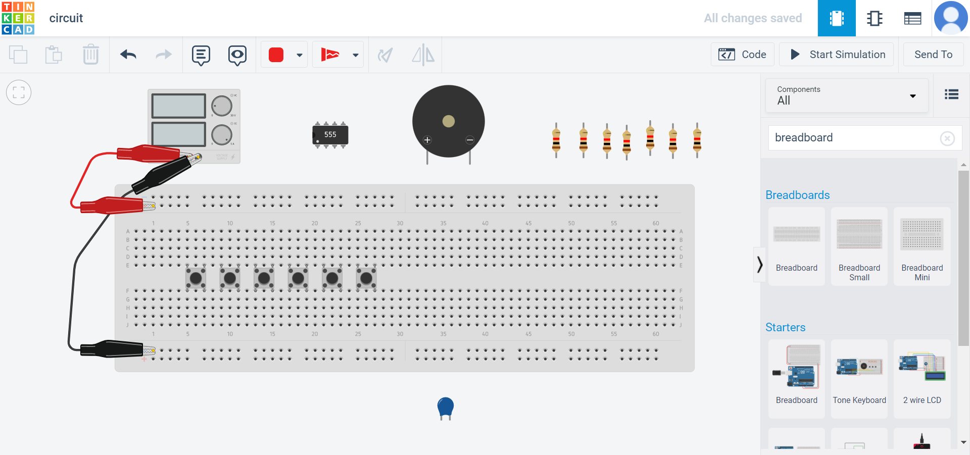 Building a Simple Electronic Piano Using Tinkercad Circuits : 10 Steps ...