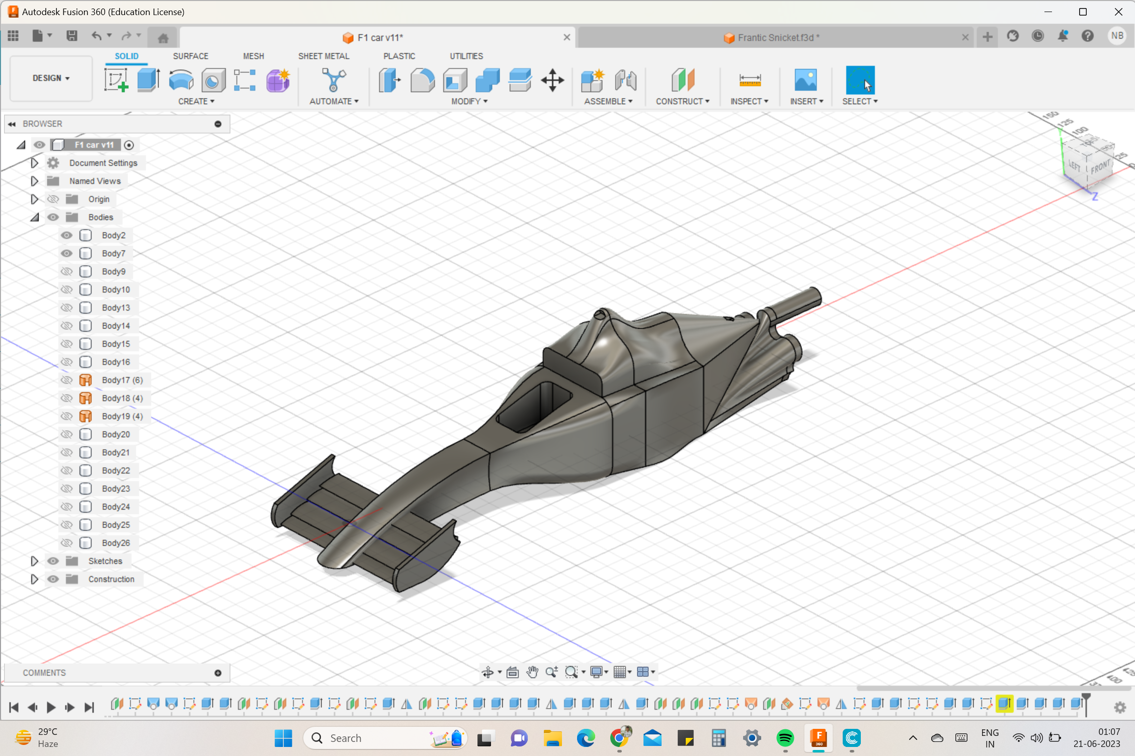 A F1 Car (Formula One) Model in Autodesk Fusion 360 Sent From Tinkercad ...