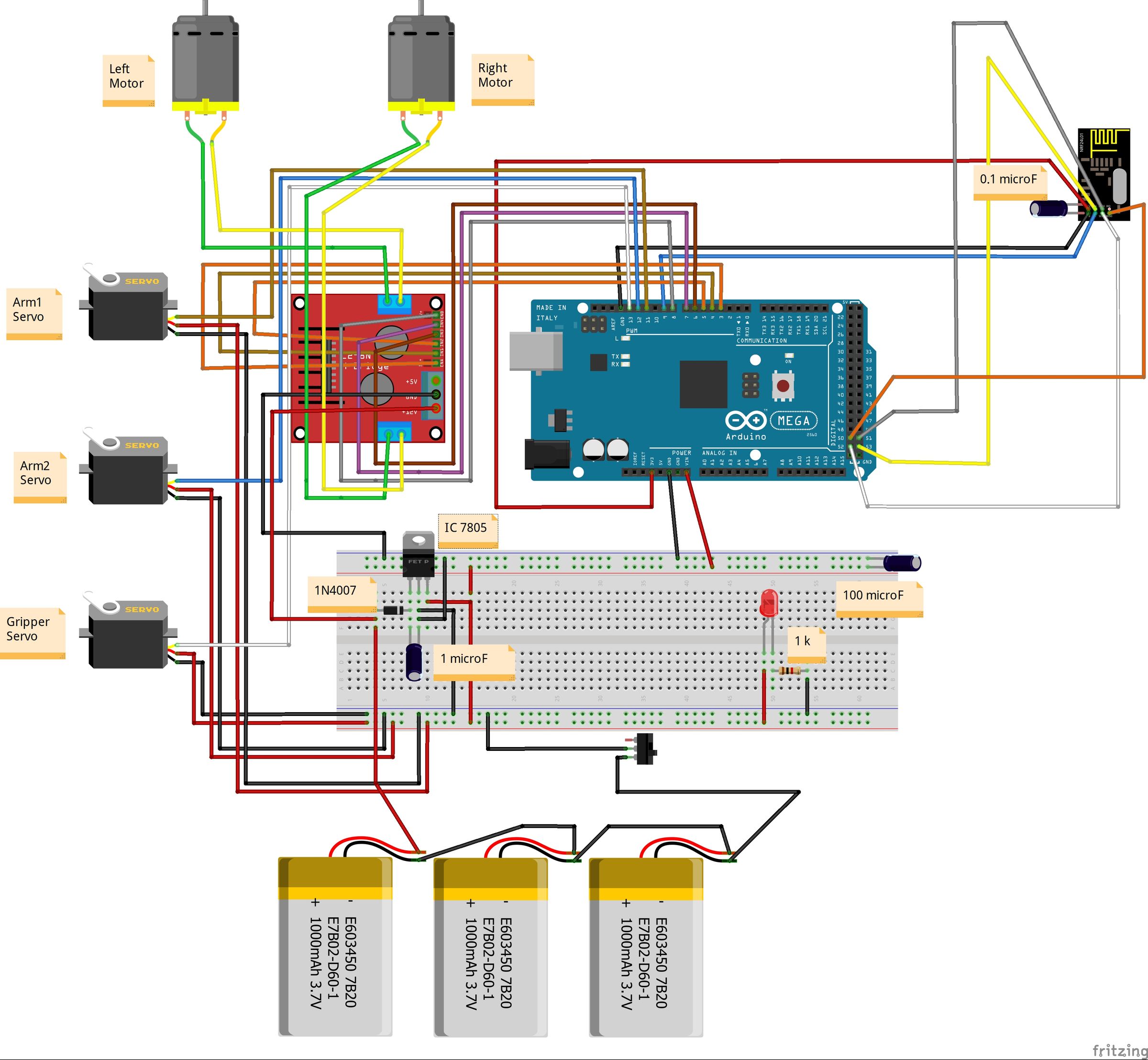How to Build Gripper Arm Tracked Robot Controlled Via Nrf24l01 Arduino ...
