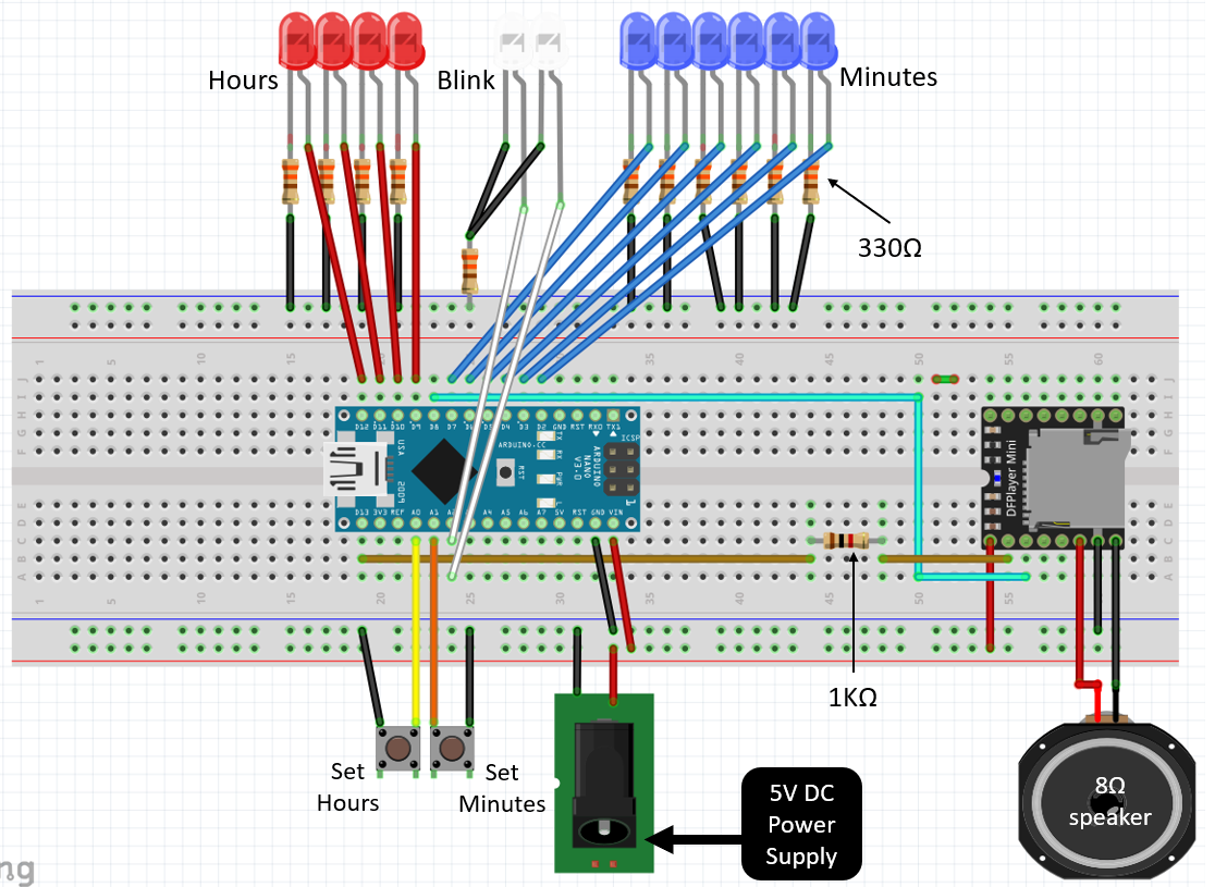Themed Binary Digital Clock With Arduino Nano and DF Player Mini : 41 ...