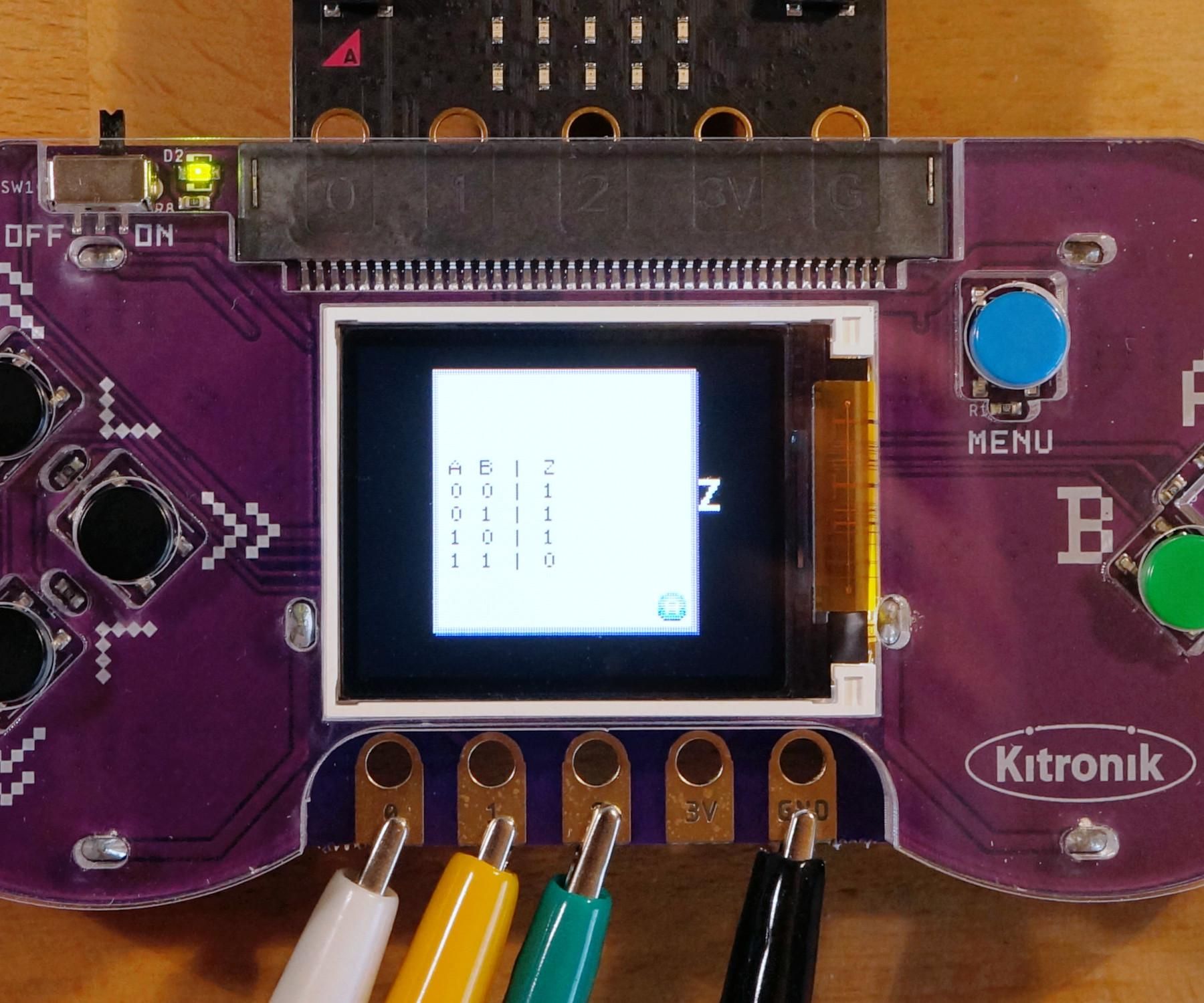 Logic Gate Simulator on Kitronik ARCADE for Micro:bit in MakeCode ...