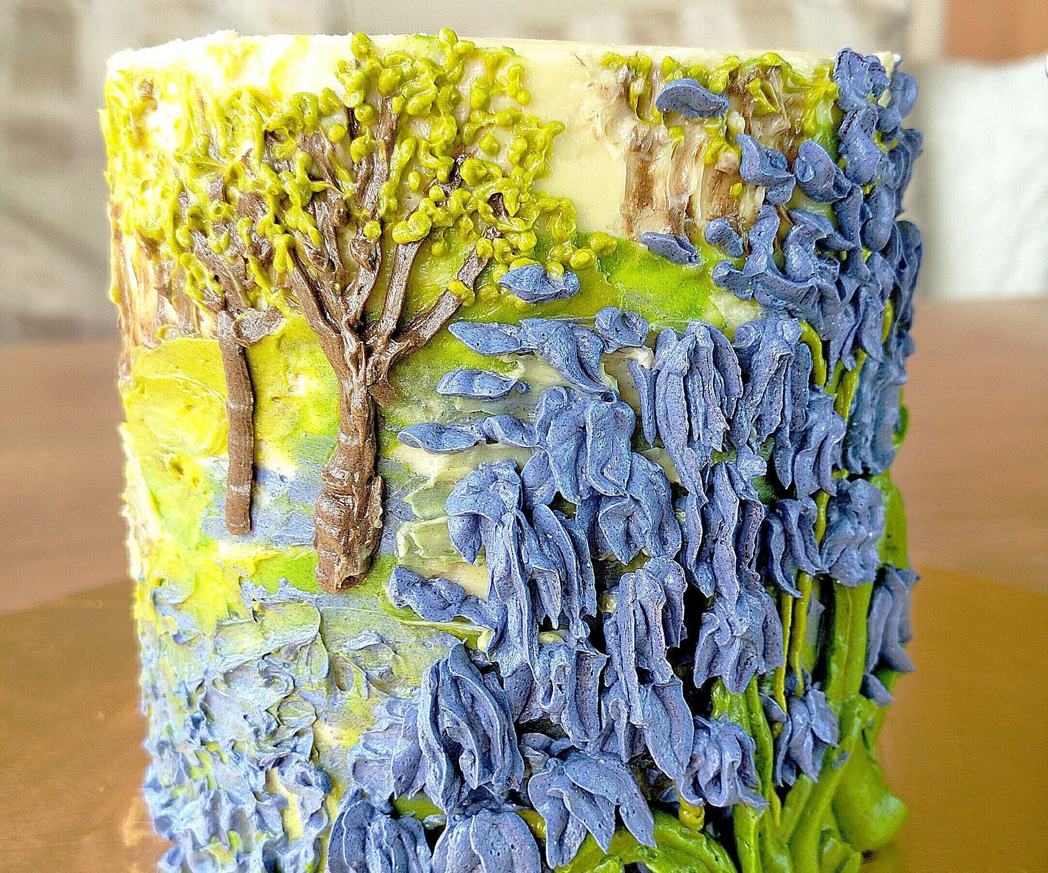 How to Make a Buttercream Oil Painting on a Cake & Pipe Bluebells : 3 ...