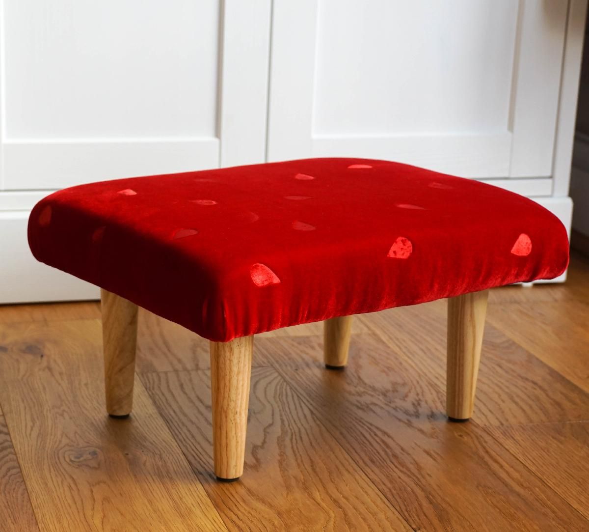 DIY Upholstered Footstool W/ an Embossed Velvet 'Strawberry' Design ...
