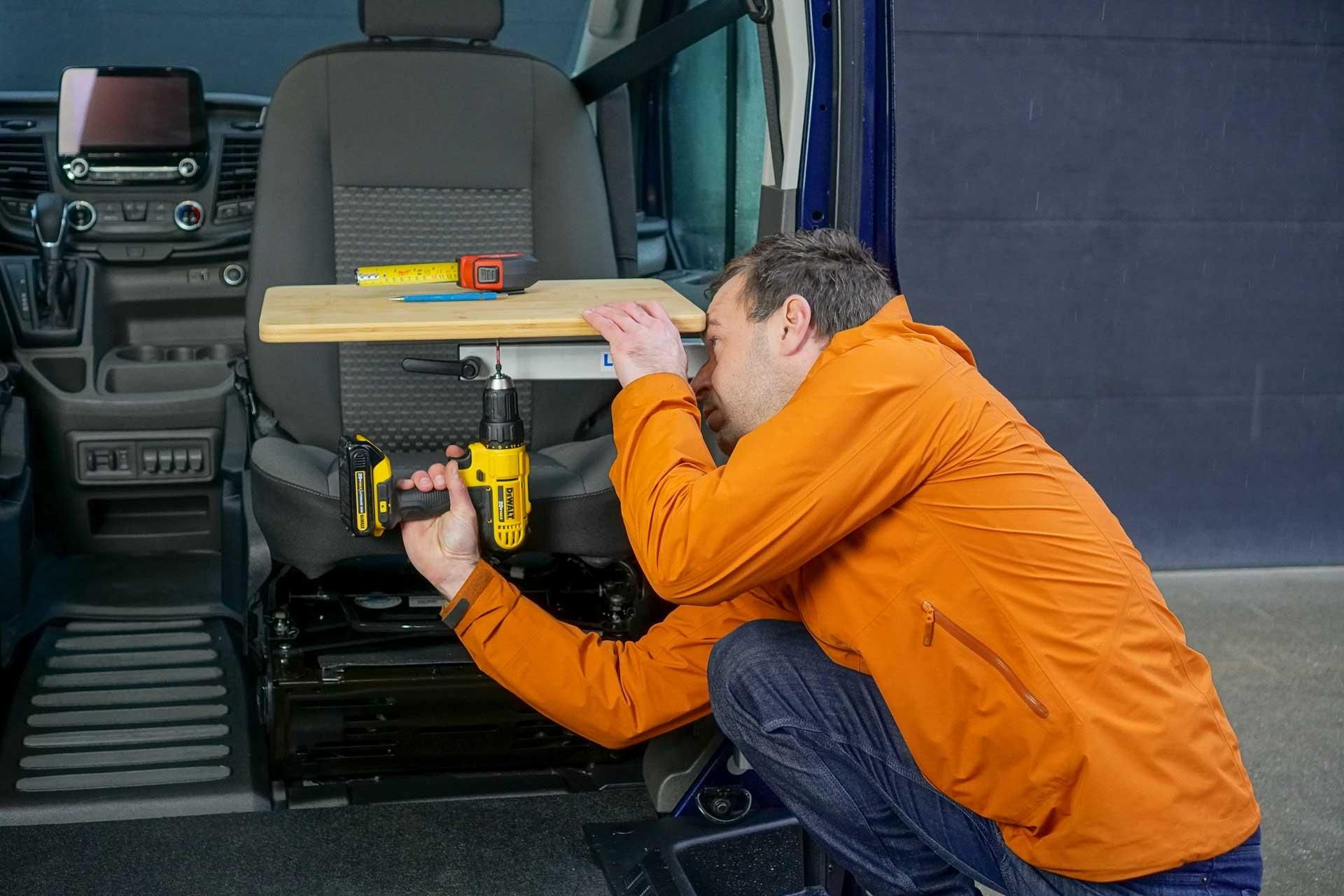 Modular Table to Passenger/Driver Seat of a Ford Transit Camper Van ...