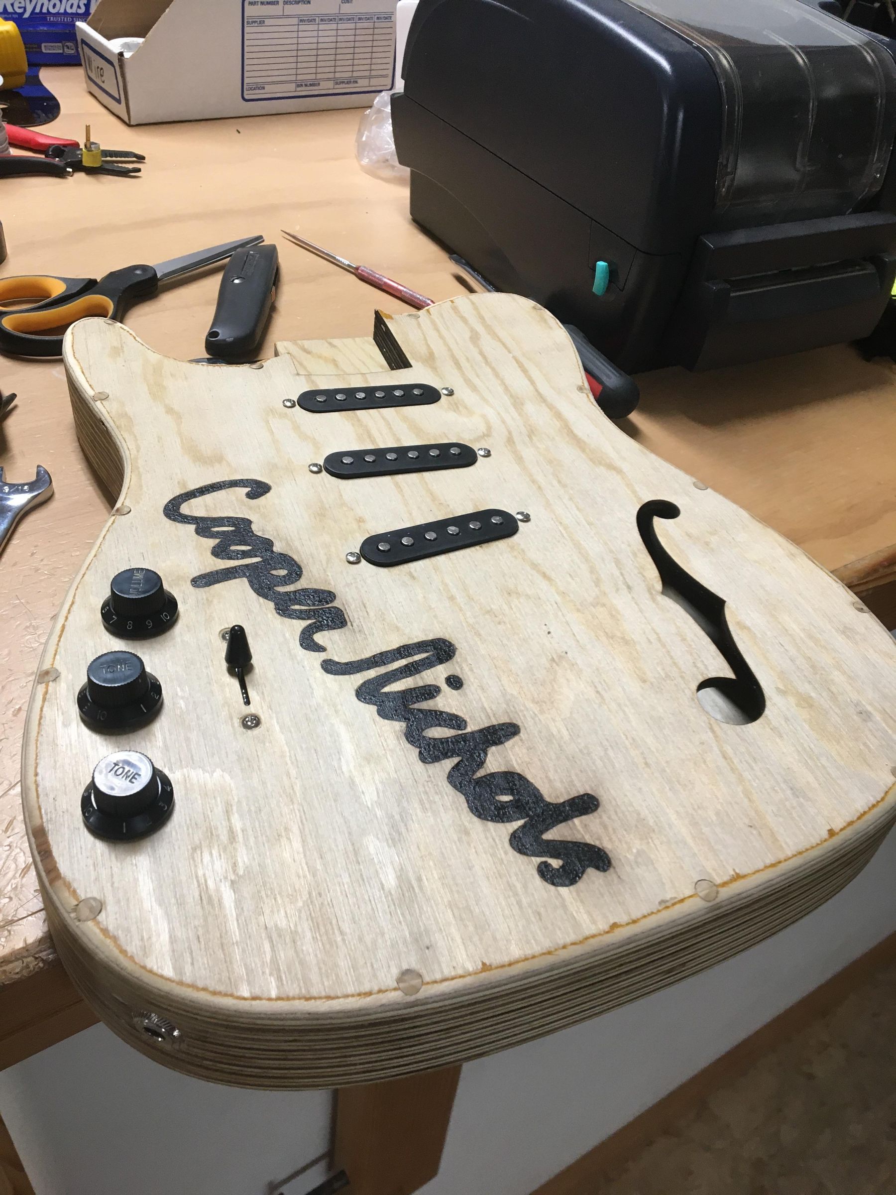 Custom CNC Electric Guitar & Case With Mobile BUILT IN Amp! : 9 Steps ...