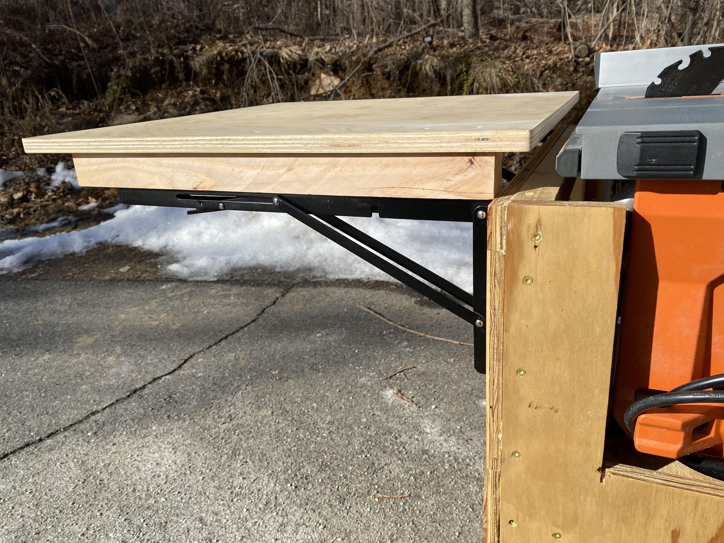 Mobile Table Saw Stand With Storage Drawers and Folding Outfeed Table ...