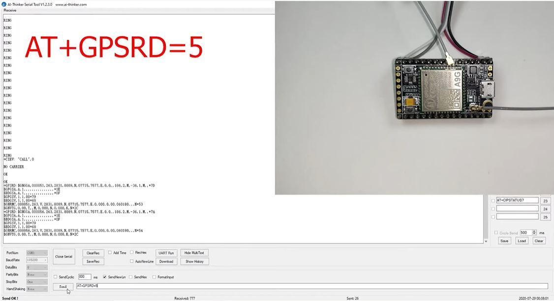 Using GPS and GPRS Functions of A9G Module