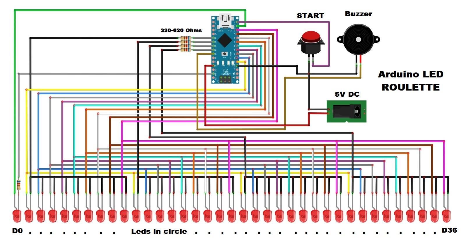 How to Make Simplest Arduino European Roulette Game ( 37 Leds ) : 4 ...