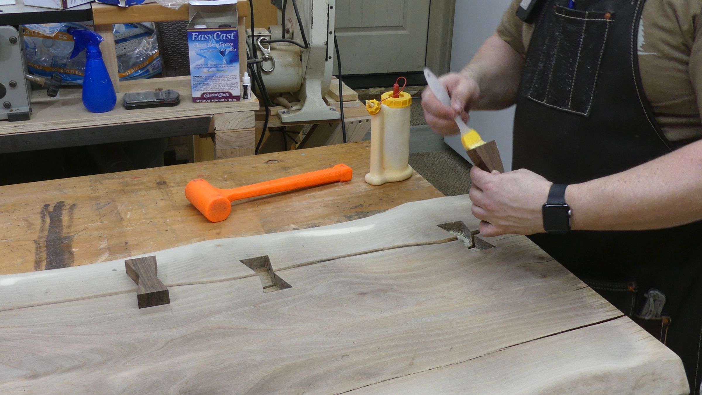 Black Walnut Slab and Black Epoxy Coffee Table (with Cocobolo Bowties ...