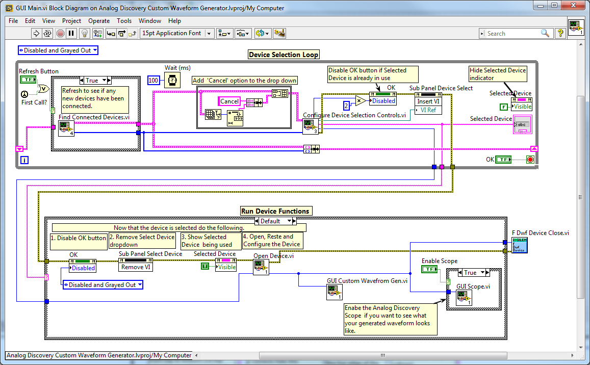 Controlling the Analog Discovery™ Waveform Generator in LabVIEW : 5 ...