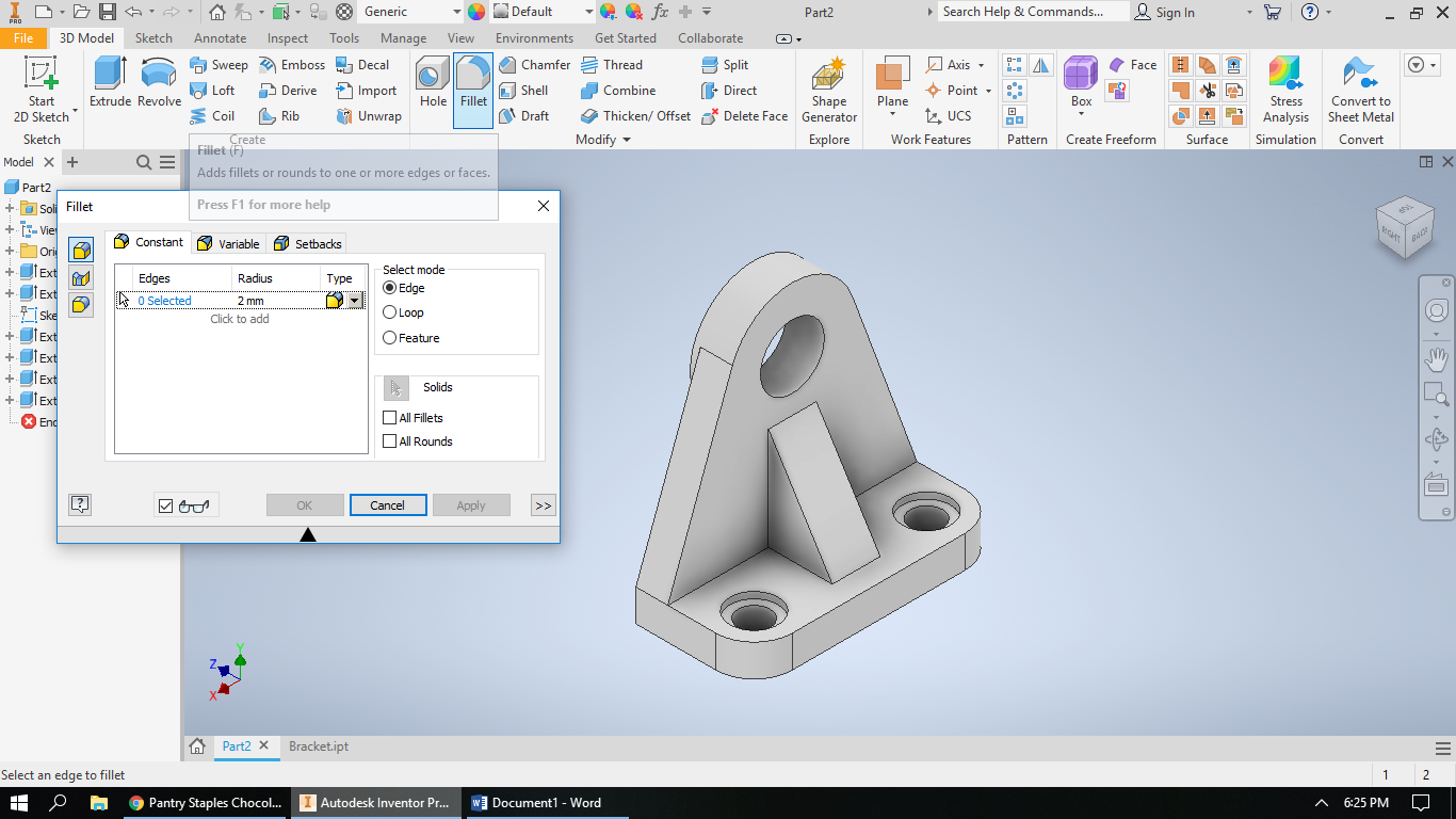 A Bracket for a Wheel Assembly on Autodesk Inventor : 20 Steps ...