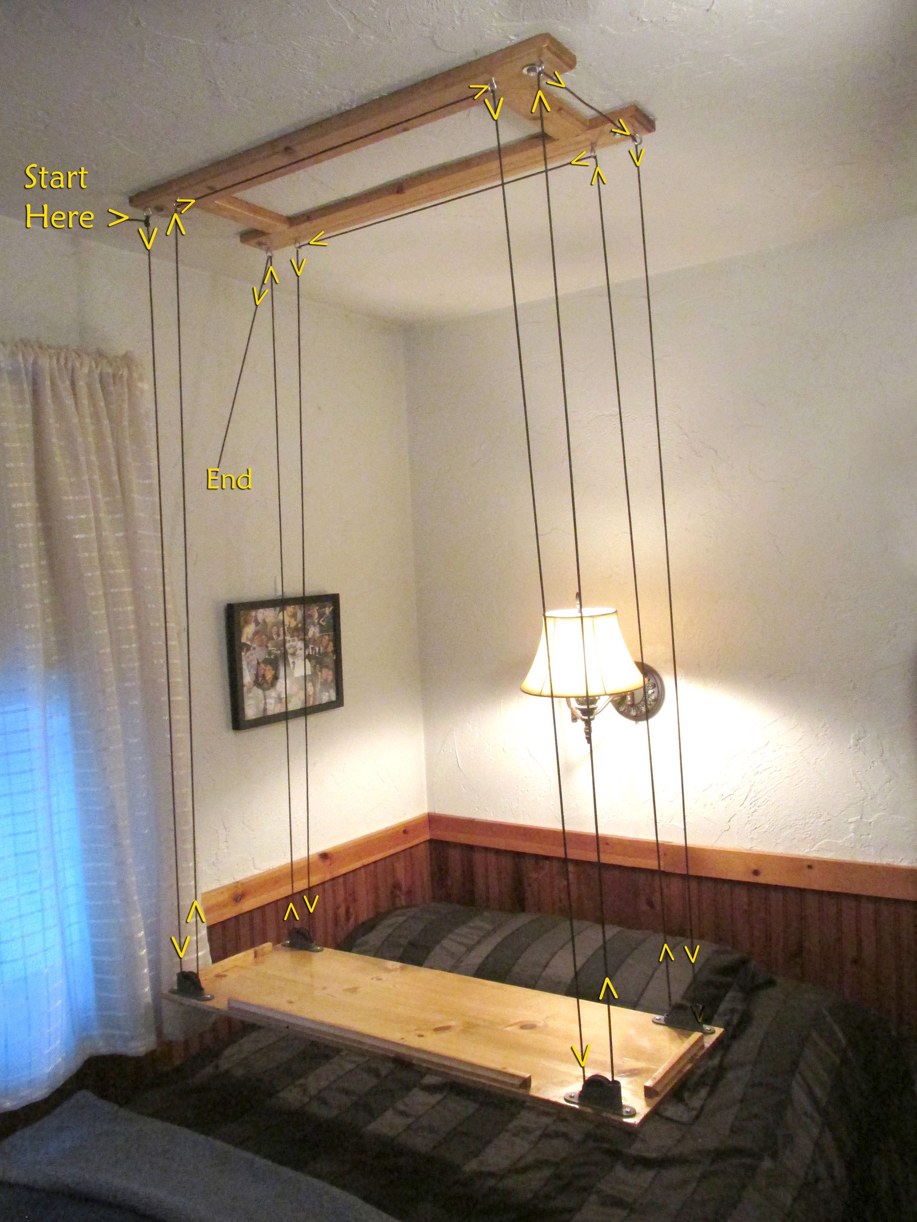Paracord and Pulley Hanging Table : 11 Steps (with Pictures ...