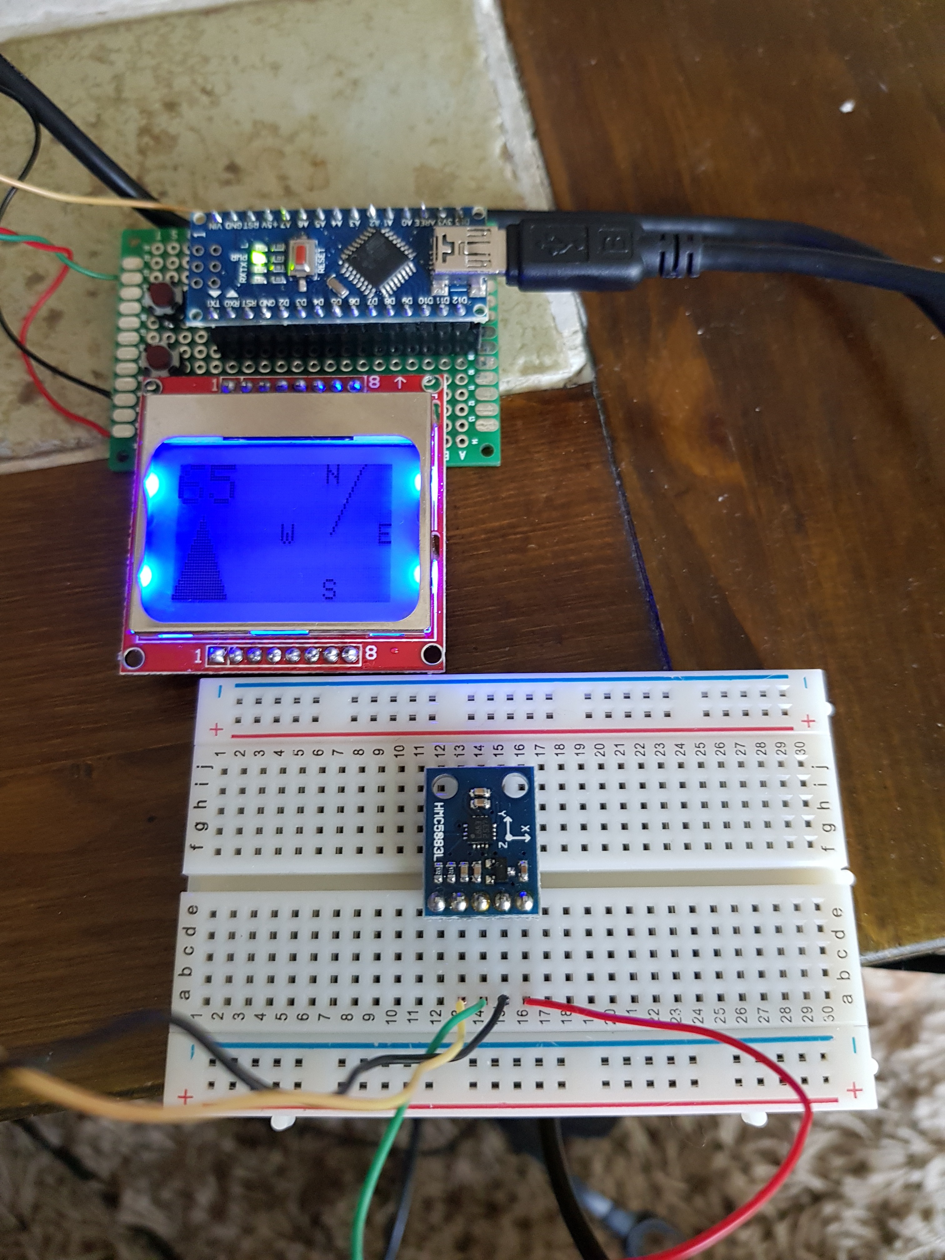 Arduino Digital Magnetic Compass (HMC5883L - 2 Display Modes) : 4 Steps ...