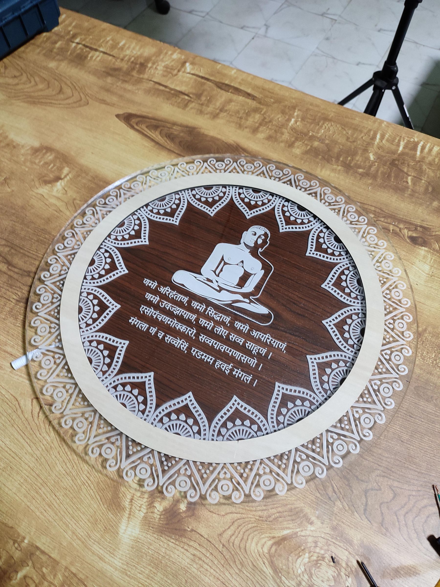 Enlightened Masterpiece: Crafting a Laser Engraved Mahavir Swami LED ...