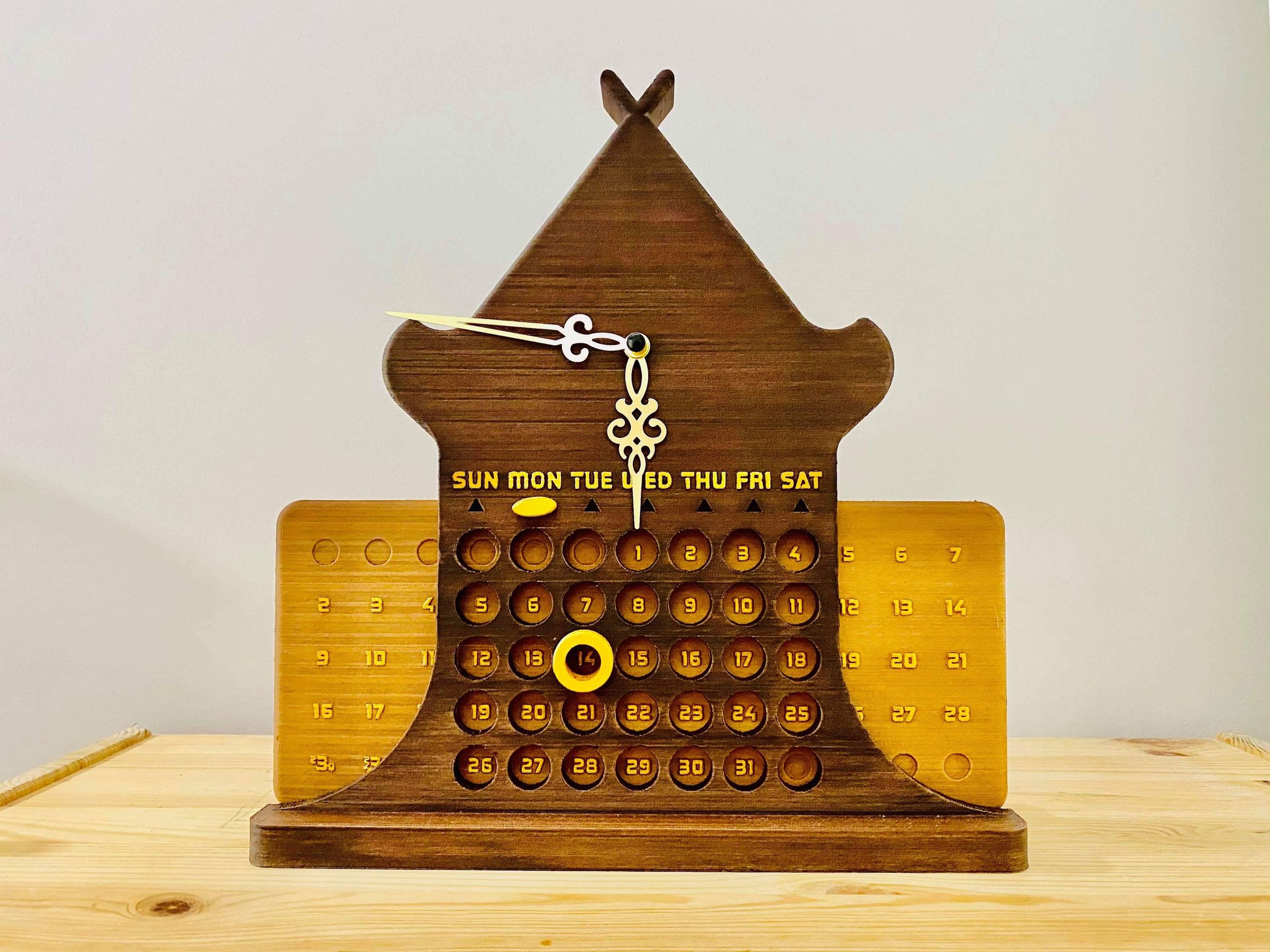 3D Printable Perpetual Desktop Wooden Calendar With Watch : 6 Steps ...