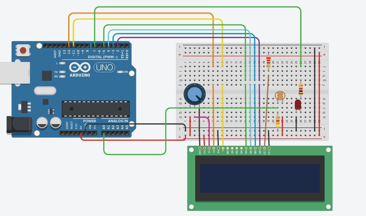 SmartLight Using LDR and LCD (Tinkercad) : 7 Steps - Instructables