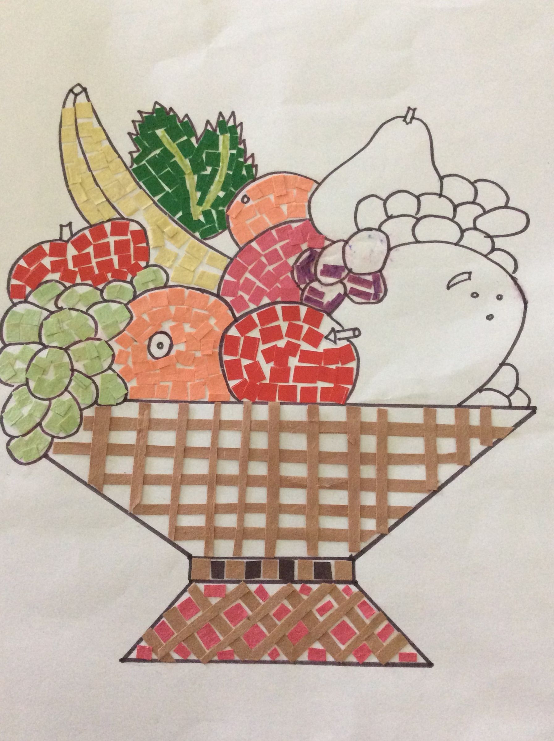 Mosaic Art Fruit Basket & Frame With Papers /kids Craft : 5 Steps ...