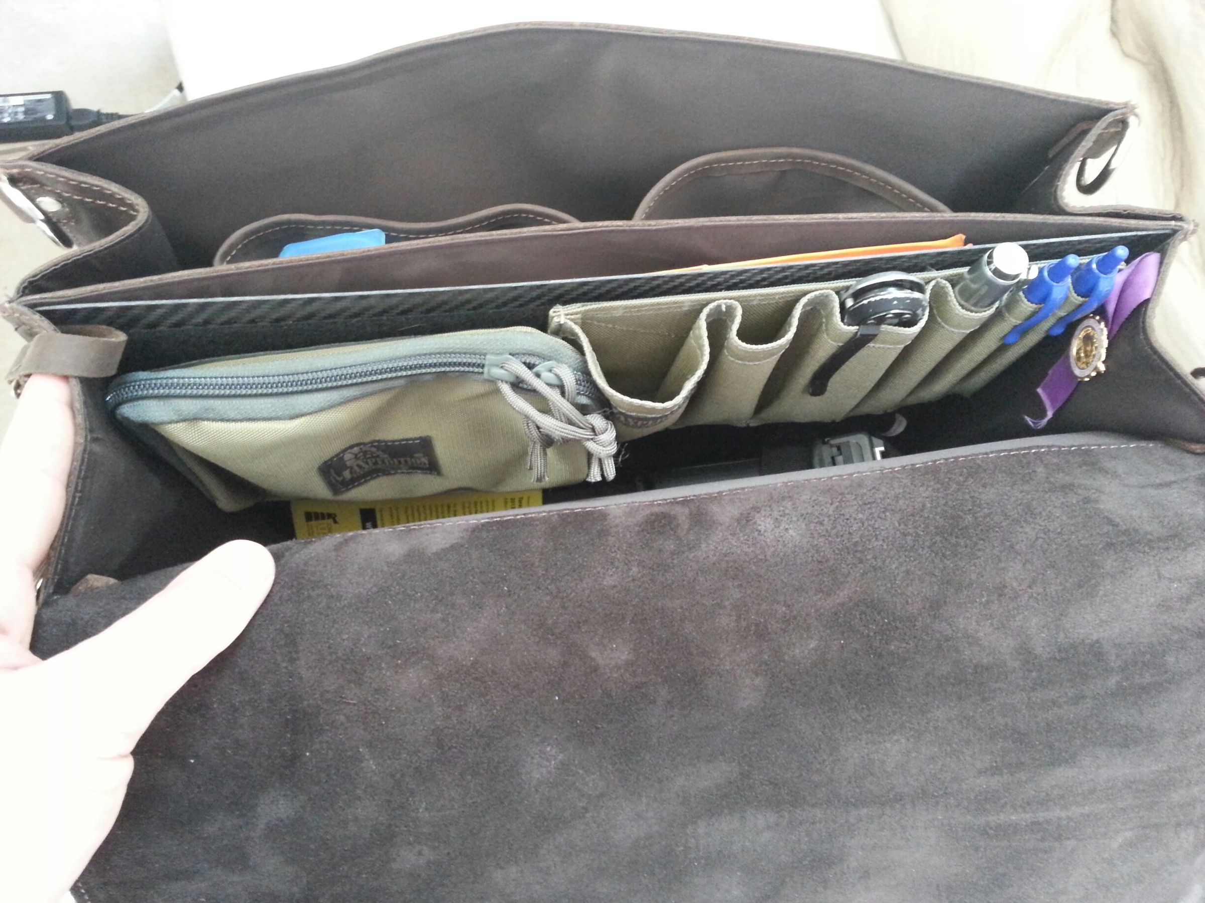 Making a Leather Briefcase/Messenger More Organized and CCW-friendly ...