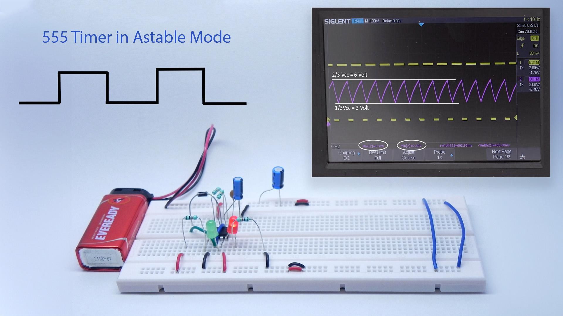 Astable Multivibrator (Oscillator) Using a 555 Timer IC : 43 Steps - Instructables