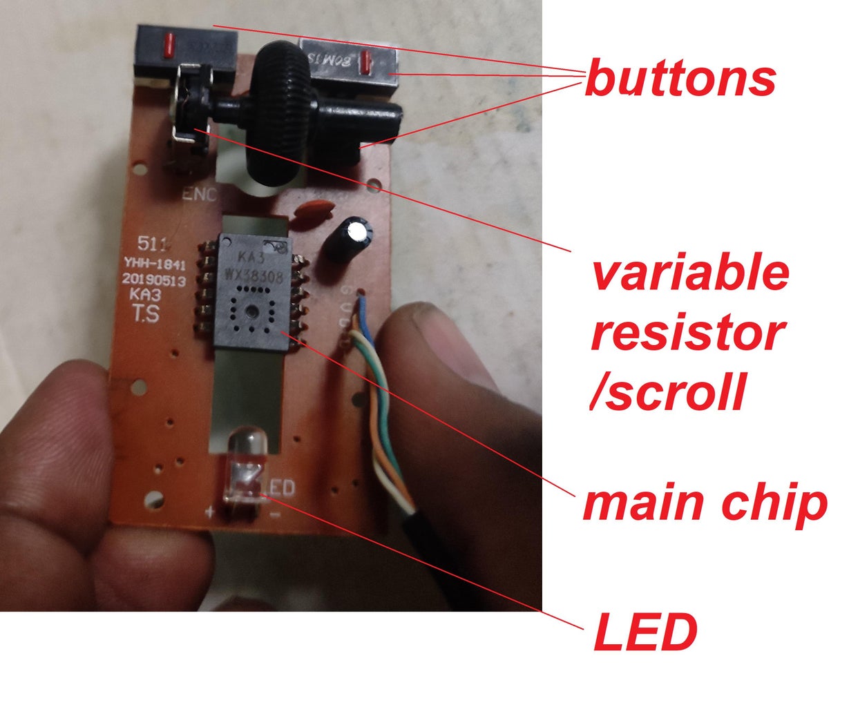 Reuse Mouse Pushbuttons And Scroll Button For Arduinomcu 4 Steps Instructables