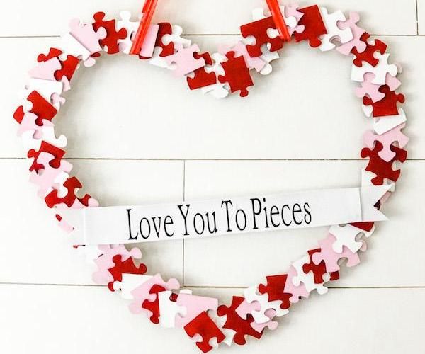 Valentine Puzzle Piece Heart Wreath : 5 Steps (with Pictures ...