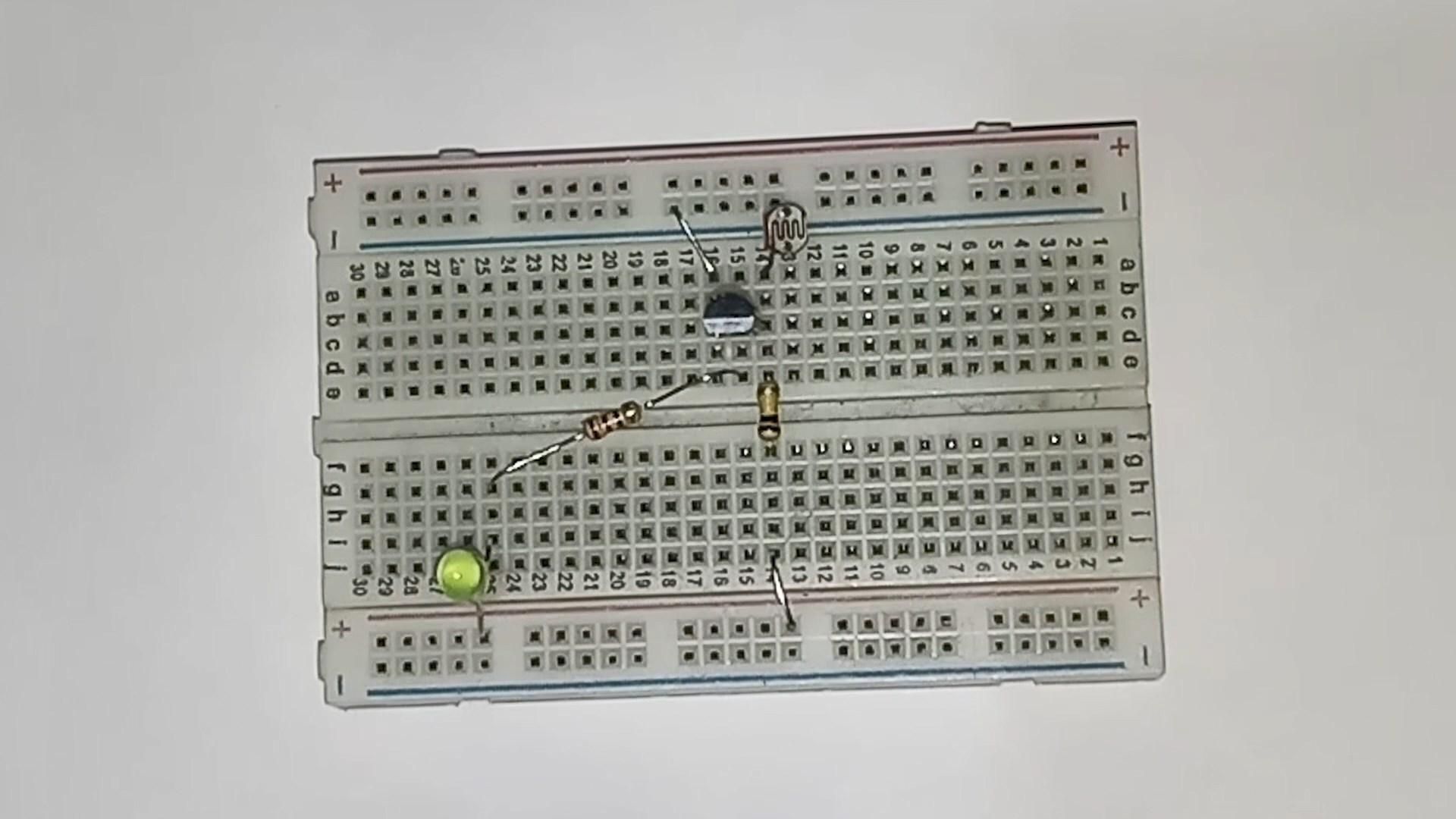 Darkness Sensor Circuit on Breadboard + LIght Detector With LDR : 6 Steps - Instructables