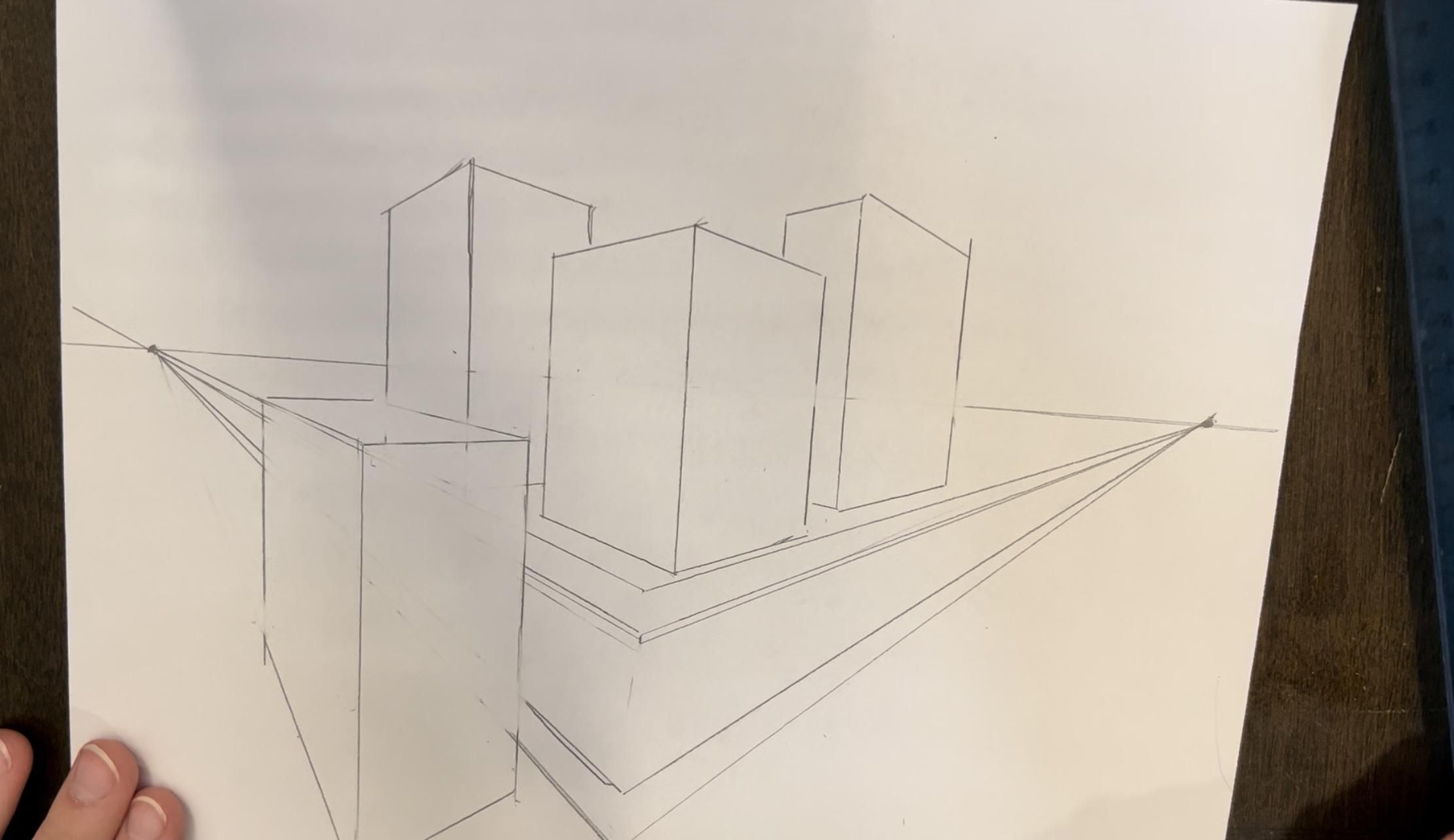 Easy 2 Point Perspective City Drawing