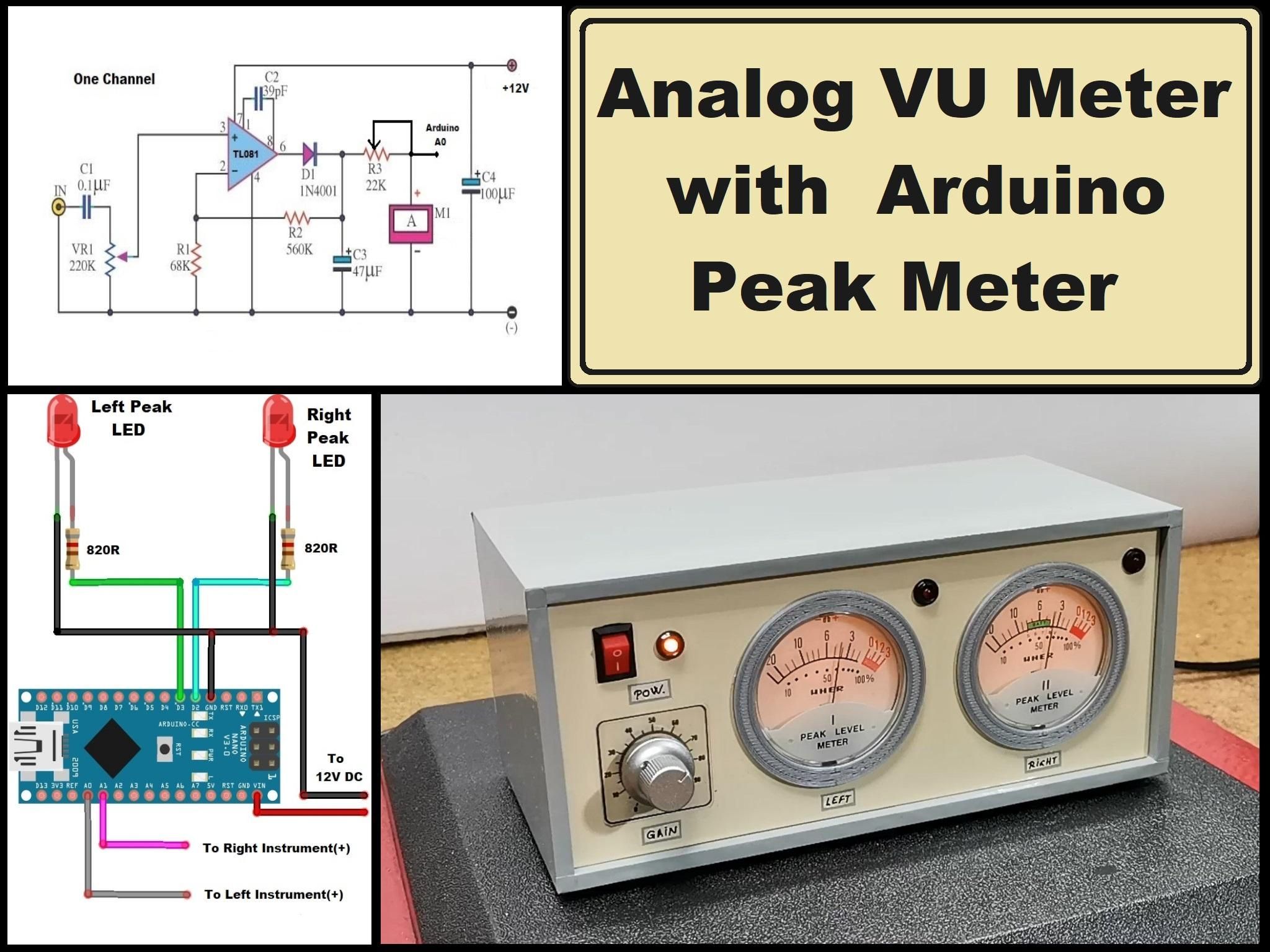 DIY Analog VU Meter With Arduino Peak Meter : 4 Steps - Instructables