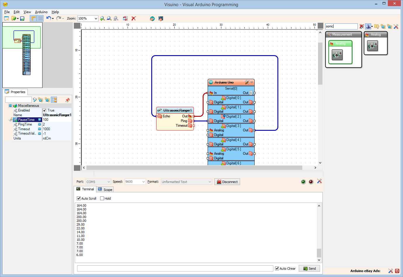 Arduino Nano: Ultrasonic Ranger(Ping) With Visuino : 6 Steps (with ...
