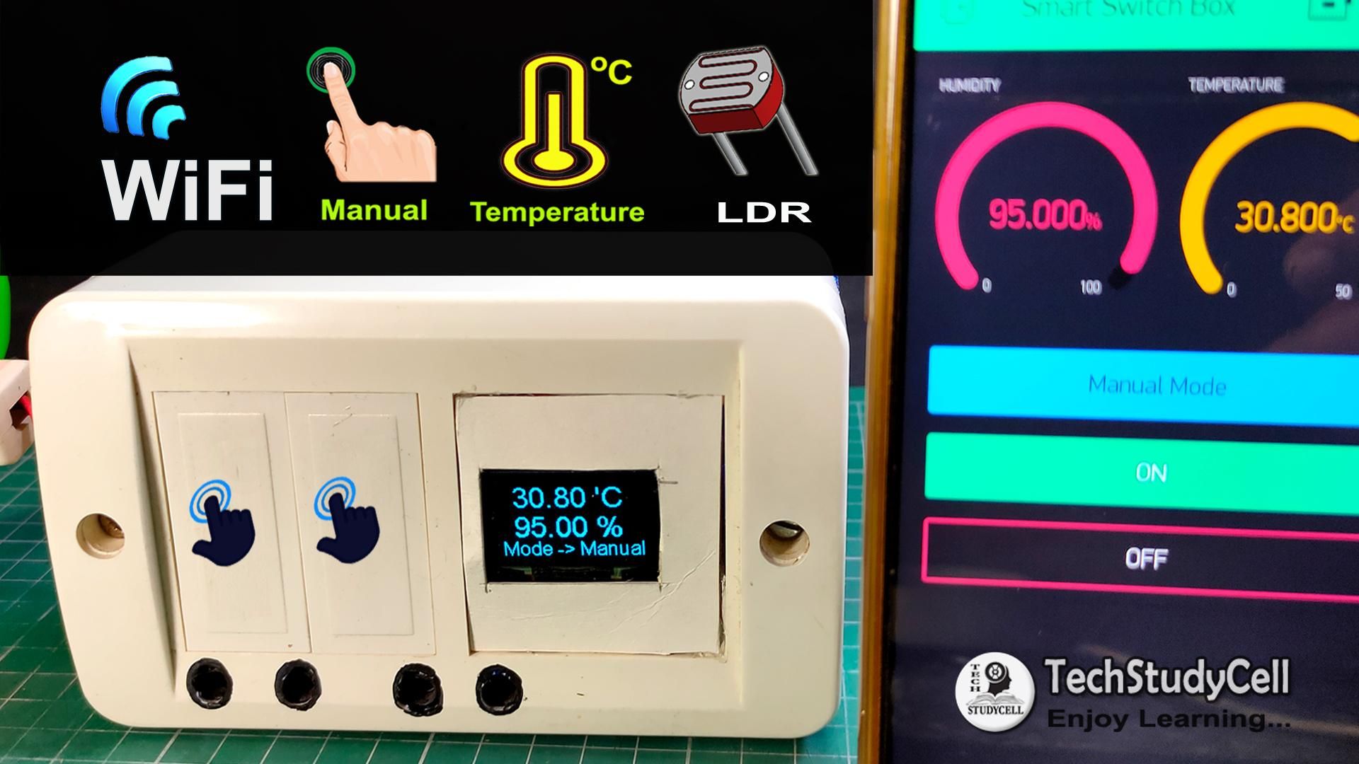 Home Automation With NodeMCU Touch Sensor LDR Temperature Control Relay ...