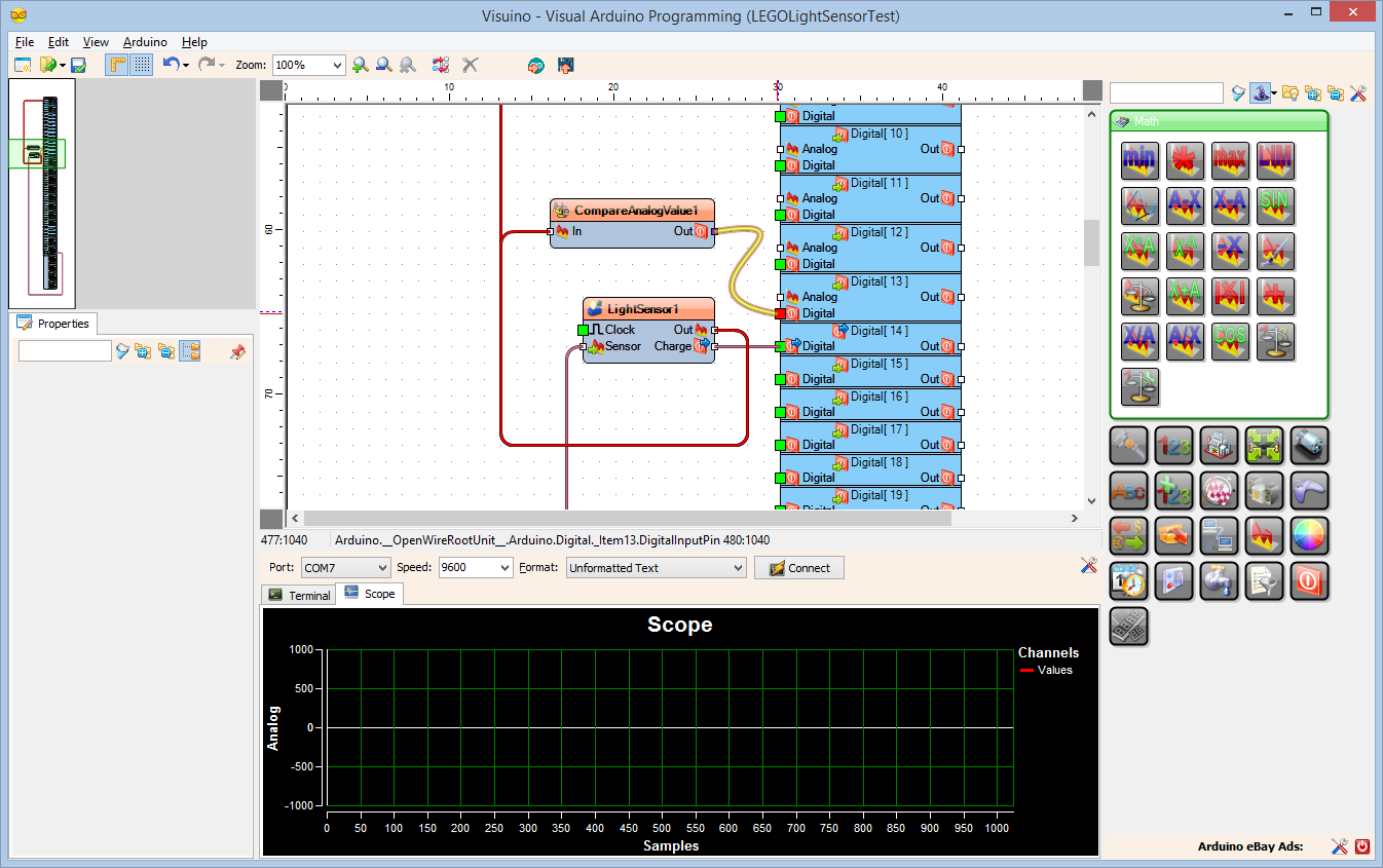 Use LEGO Mindstorm RCX Light Sensor With Arduino (Program With Visuino ...