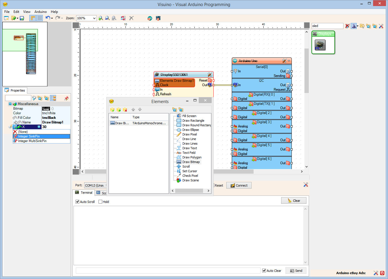Arduino Nano: Bitmap Animation in SSD1306 I2C OLED Display With Visuino ...
