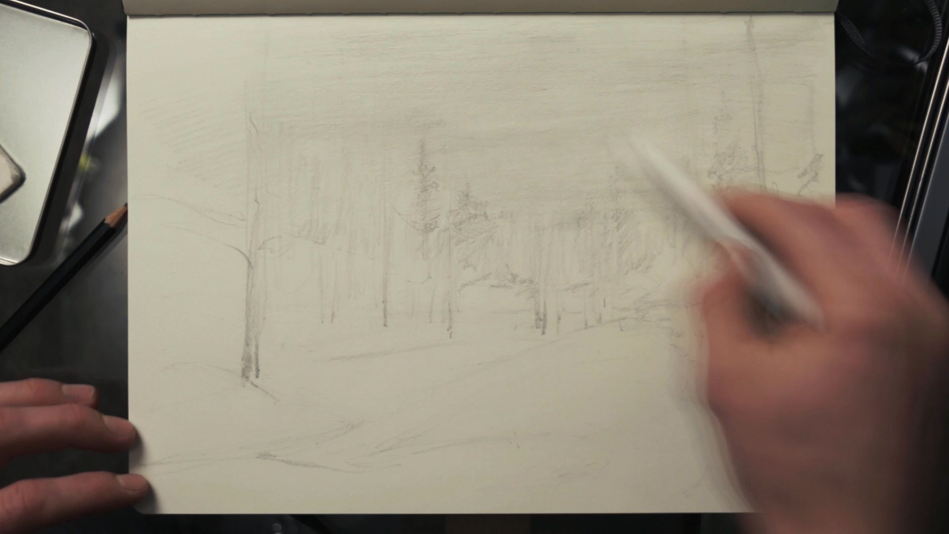 Drawing a Landscape With Pencil // Timelaps Art Video : 5 Steps (with ...