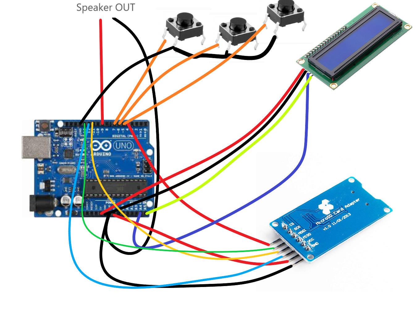 Arduino Music Player With LCD , Buttons and SD Card Module & Speaker ...