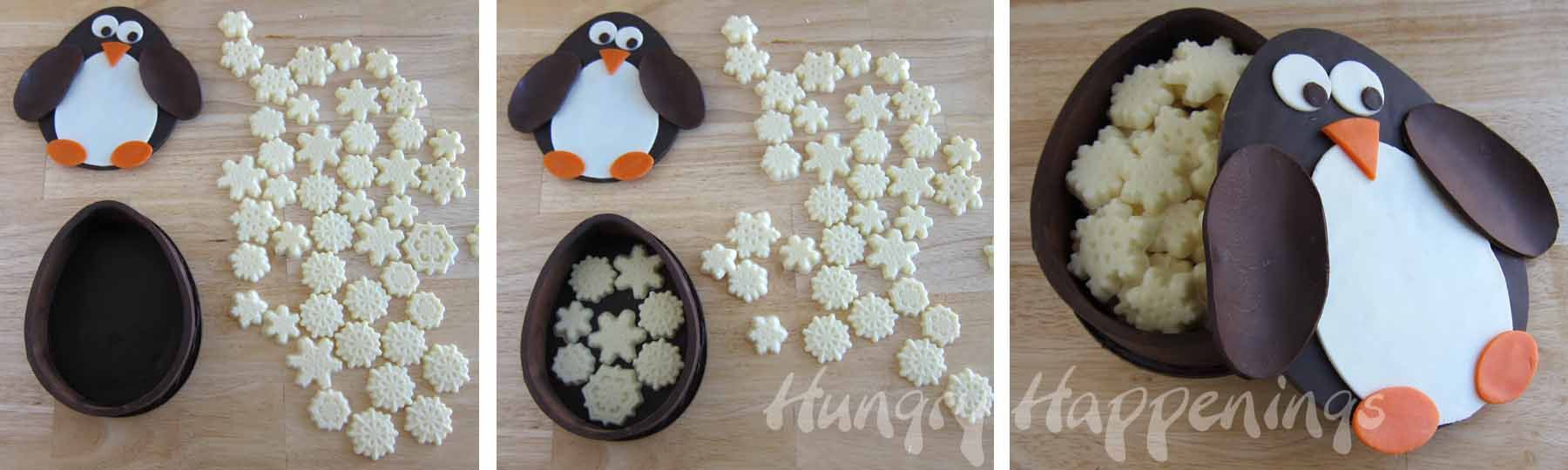 Chocolate Penguin Boxes Filled With White Chocolate Snowflakes : 11 ...
