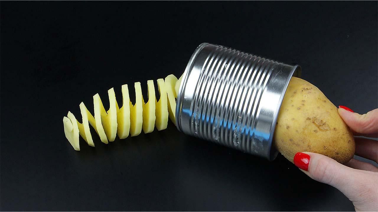 How to Make a Spiral Potato Cutter at Home || DIY Spiral Potato Slicer ...