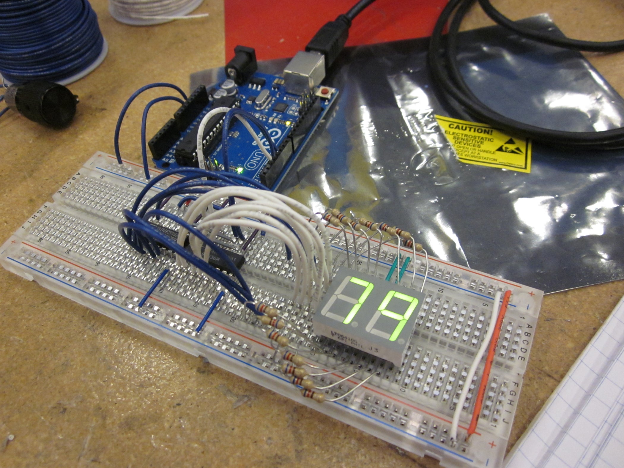 Arduino Powered 7 Seg LED Display Using Shift Registers - I Made It at TechShop : 4 Steps ...