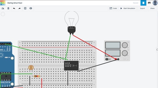 Arduino Relay Activated Light Tinkercad 6 Steps With Pictures