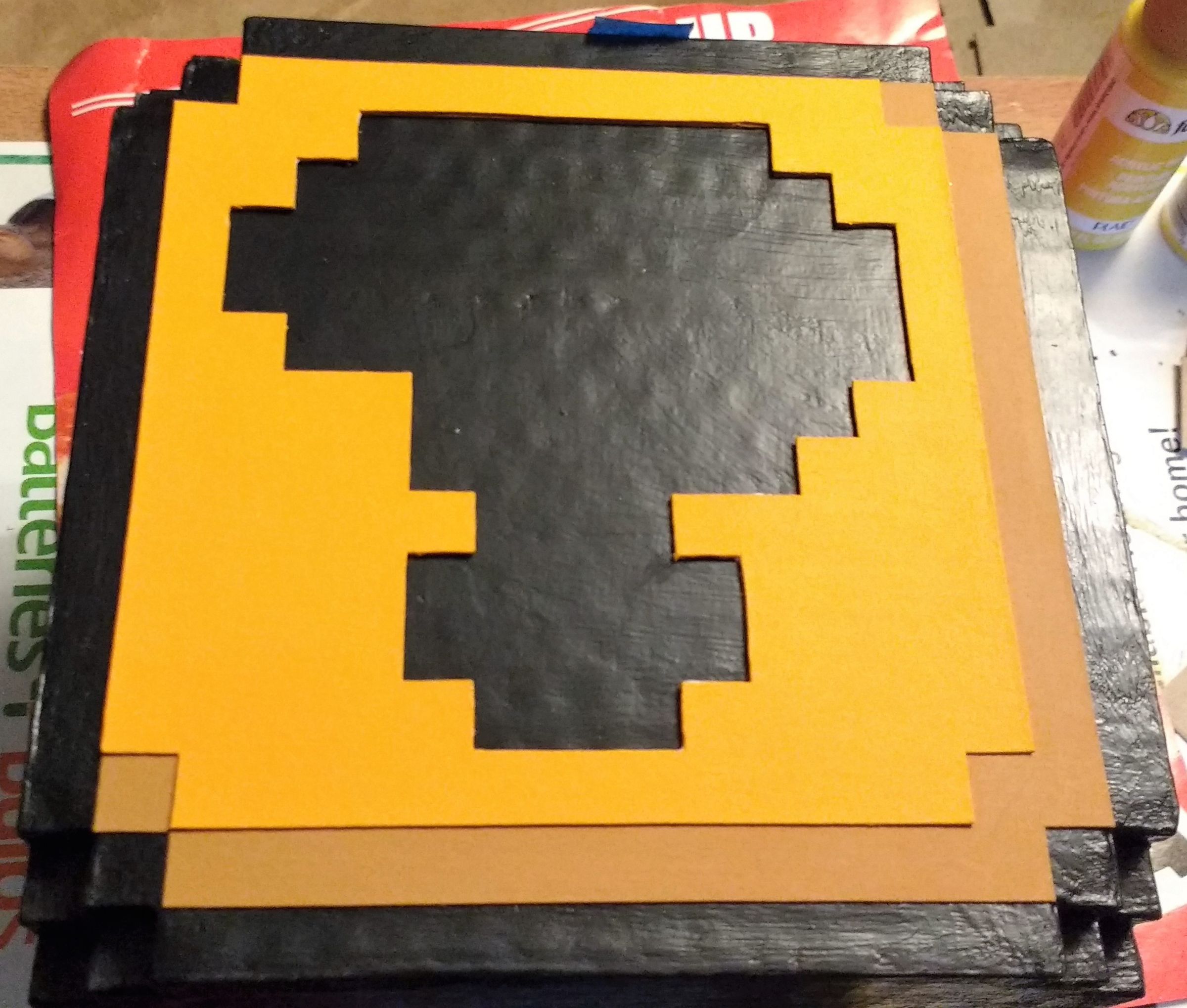 DIY Cardboard Super Mario World Question Mark Block Shelf : 19 Steps ...