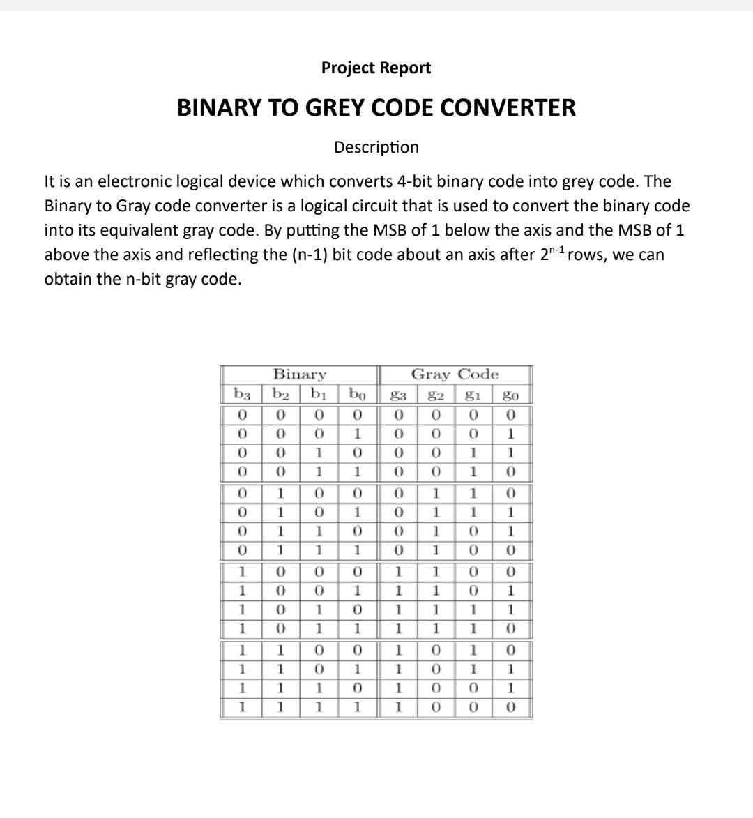 The Binary to Grey Code Convertor - Modified Version for Youth : 5 ...