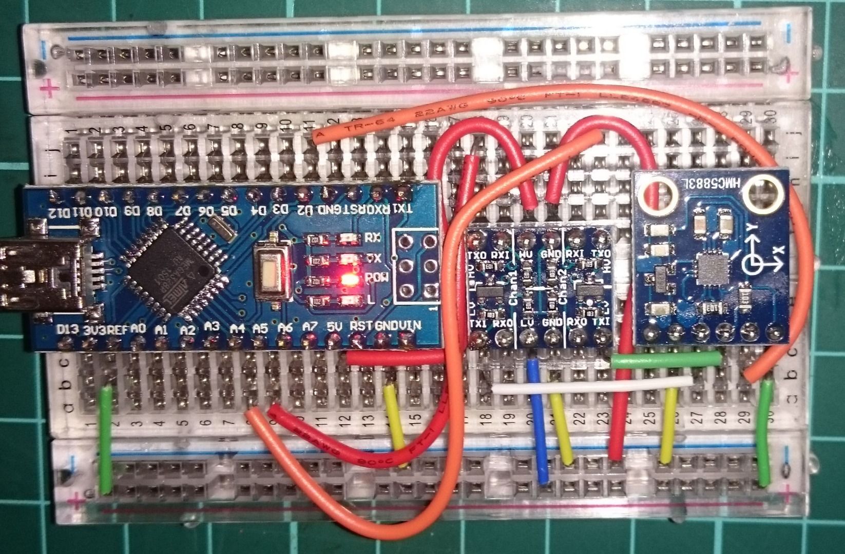 HMC5883L Magnetometer With Level Shifter on Arduino Nano : 3 Steps ...