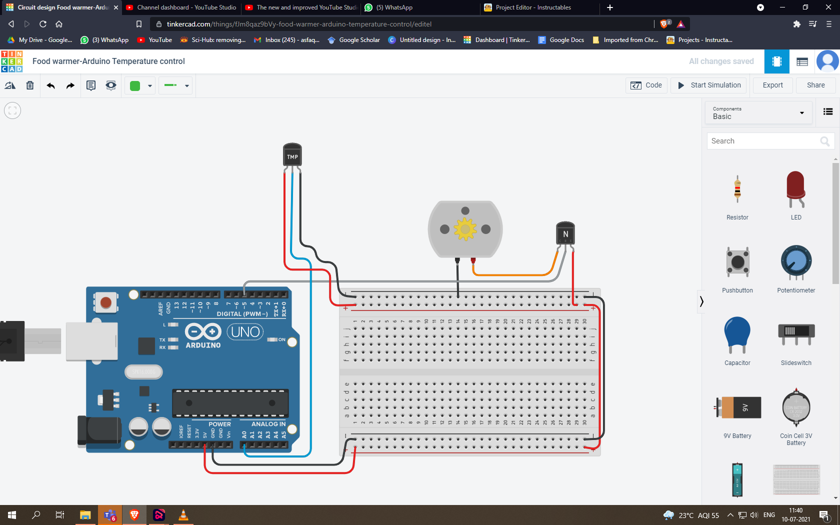 Temperature Controlled DC Motor | Arduino TINKERCAD : 4 Steps ...
