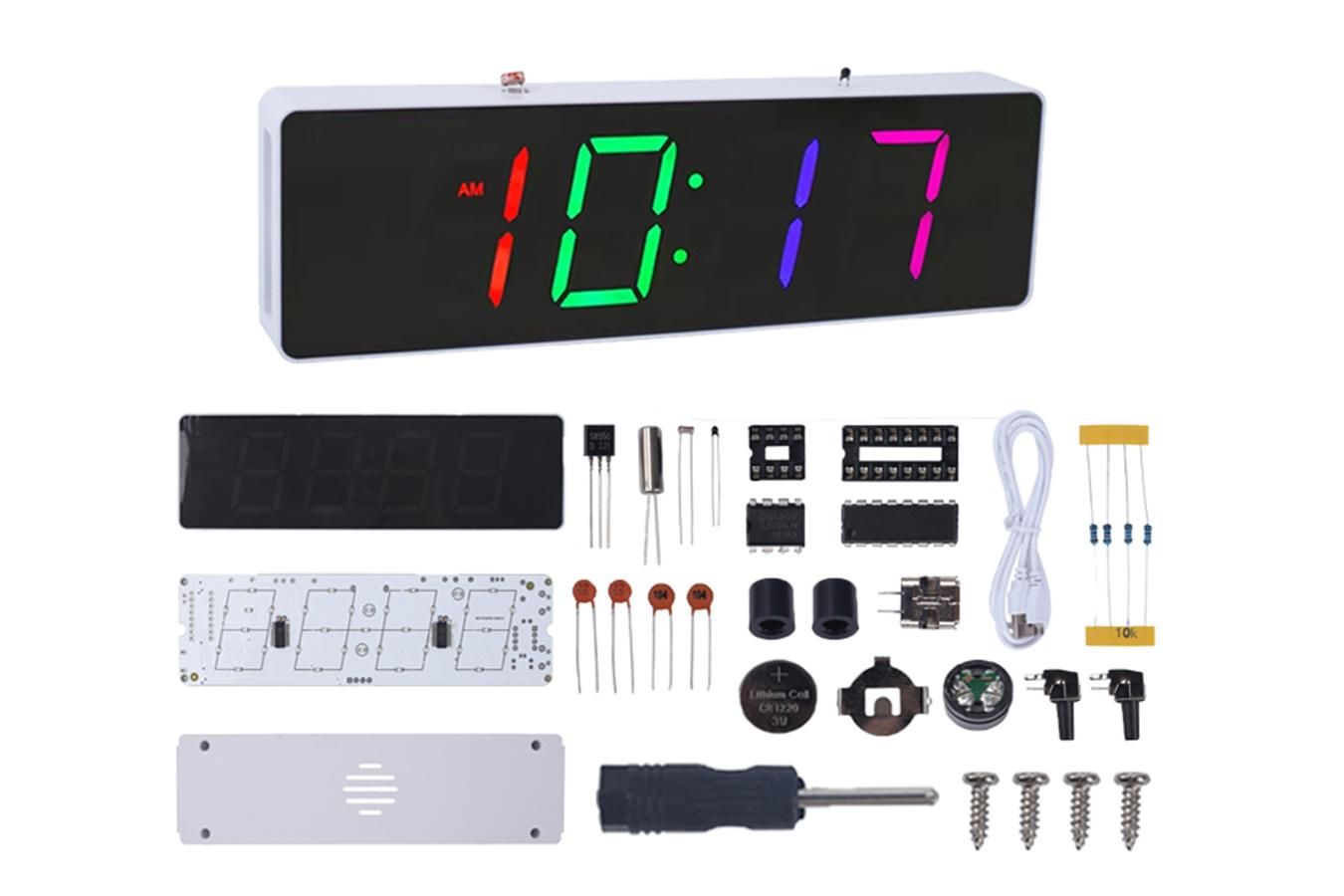 Colorful LED Electronic Clock Kit Soldering Project : 20 Steps ...