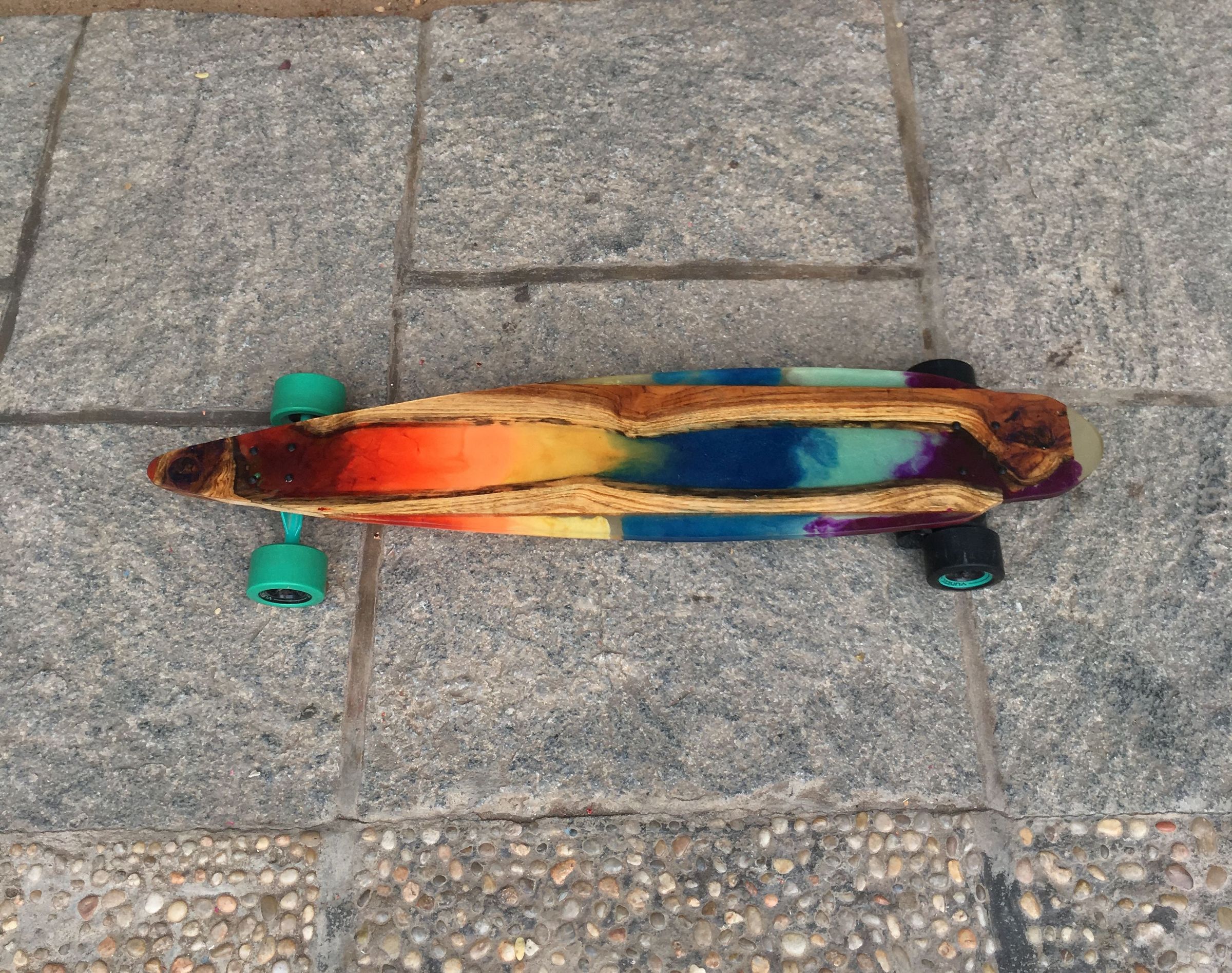 Rainbow Glow in the Dark Longboard Made With Wood and Epoxy : 11 Steps ...