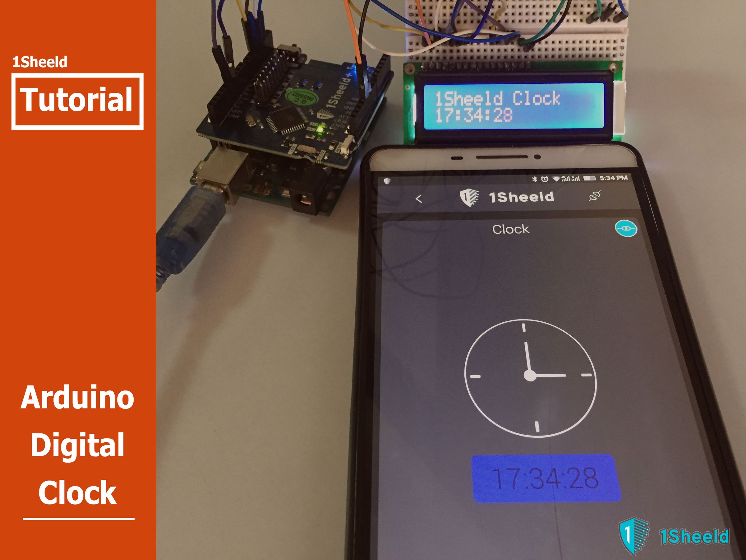 Arduino Digital Clock Using 1Sheeld : 5 Steps - Instructables