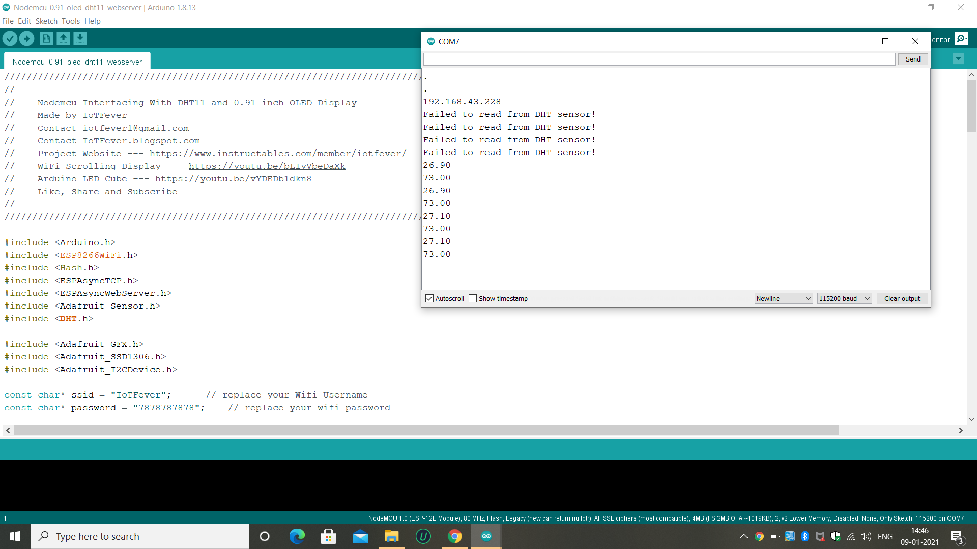 ESP8266 Webserver DHT11 Sensor and OLED Display : 7 Steps - Instructables
