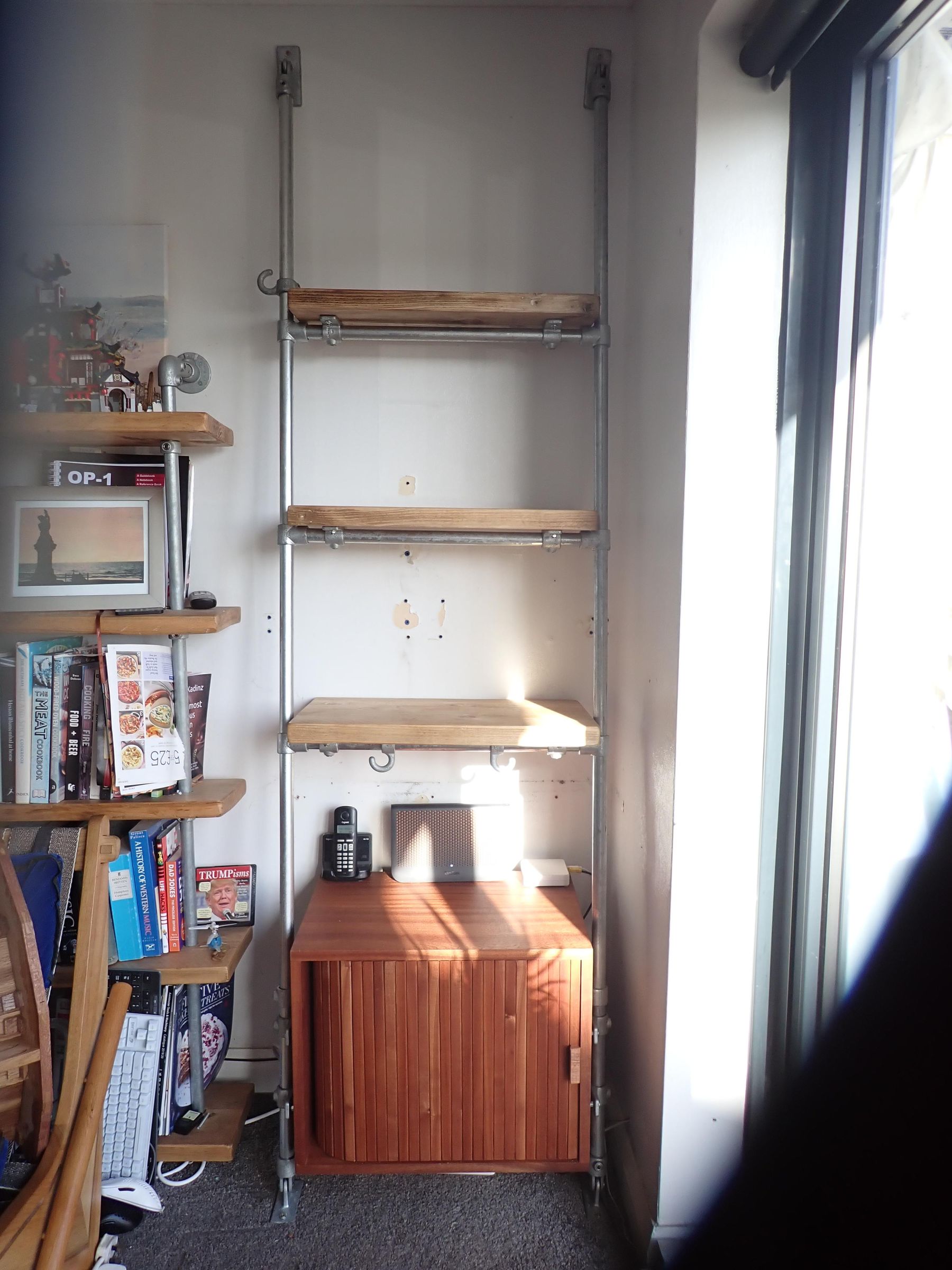 Scaffolding Ladder Bookshelf With Tambour Door Cupboard Designed in ...